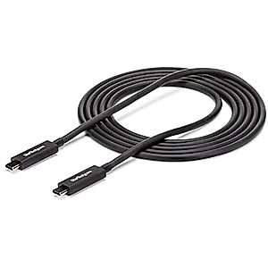 StarTech.com Thunderbolt 3 Cable - 6 ft / 2m - 4K 60Hz - 40Gbps - USB C to USB C Cable - Thunderbolt 3 USB Type C Charger (TBLT3MM2MA)