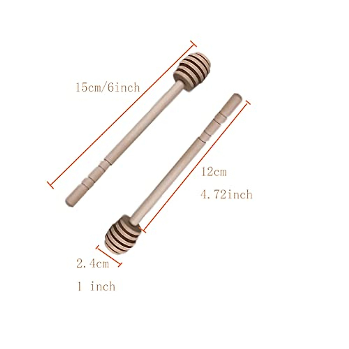 50 Pcs Wooden Honey Dipper Stick Collecting Dispensing Drizzling Jam Portable Wedding Party (6 inch)
