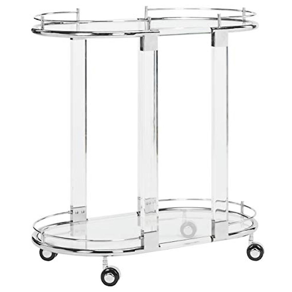 Safavieh Home Collection Lennon Acrylic Trolley Bar Cart, Clear/Silver