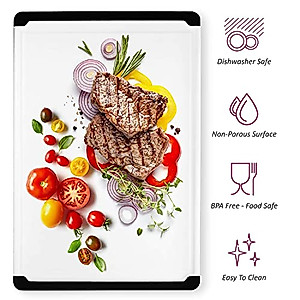 Large Kitchen Plastic Cutting Board - Dishwasher Safe Non-Slip Cutting Boards with Juice Grooves, Easy Grip Handles - Large and Thick Chopping Board