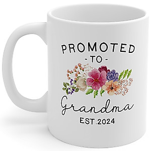 Dokazu Promoted to Grandma 2024 Mug First Time 2024 Grandma New Grandma Gifts Coffee Mug for Grandma Announcement Gift for New Grandma White 11oz