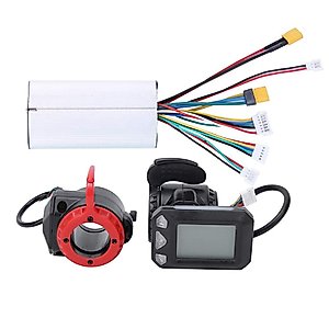 life Motor Brushless Controller Kit,Carbon Fiber Electric Controller with LCD Display Panel for Electric Bike Scooter(Controller + Throttle + Brake)