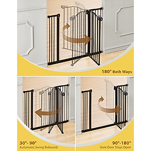 InnoTruth 29-39.6" Width Auto Close Baby Gate, 30" Tall Wide Dog Gate for Pets, Easy Install Walk Through for Doors, Hallways, House, Safety Kid/Puppy Pressure or Hardware Mounted Metal Gate, Black