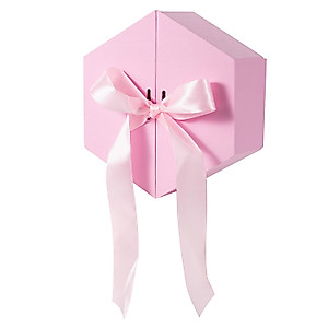 JSUPMKJ Money Box for Cash Gift Pull, Money Roll Gift Box with Flower, 9 inches Large Gift Ribbon Box, Surprise Money Gift Box for Birthday/Christmas/Valentine's Day
