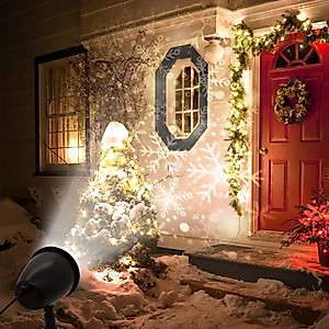Lovinberry Christmas Snowflake Projector Lights Outdoor, Indoor Night Lights Snowfall, Home Decorative Lights for Garden Yard Wall Patio, LED Lighting for Xmas Holidays Wedding Party