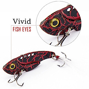 5PCS Fishing Lures Rooster Tail Metal VIB Hard Spinner Blade Baits with Feathers Fishing Lure Bass Crankbait Fishing Spinner Blade for Bass Fishing Lure Kit with Tackle Box