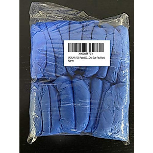 JIAQUAN 100 Pack (50 Pairs) Disposable Plastic Shoe Covers & Boot Covers Waterproof Non-slip for Construction, Workplace, Indoor Carpet Floor Protection,One Size Fits Most.