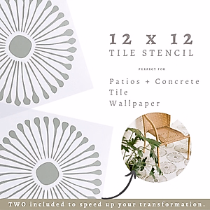 Reusable Tile Stencil 12x12 (2 Pack) | Large Floor Stencils for Painting Floors 12x12 | Wall Stencils for Painting | Concrete Stencils for Patio | Boho Stencil | Paint Stencils for Walls and Floors
