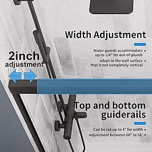 Shower Door，Royal Guard 44-48" W x 70" H Semi-Frameless Double Sliding Glass Shower Door with 1/4'' (6mm) Clear SGCC Tempered Glass，Bypass Shower Enclosure，Matte Black