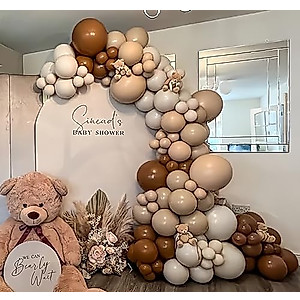 Nude Beige Balloon Double Stuffed Apricot Brown Balloons Garland Different Sizes Latex Tan Balloons Arch Kit for Neutral Baby Shower Jungle Theme Woodland Teddy Bear Birthday Boho Party Decorations……