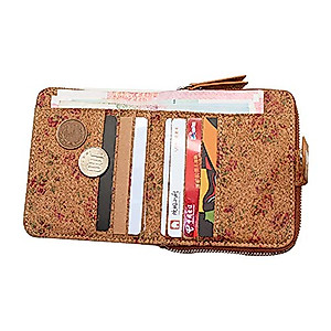 boshiho Vegan Cork Wallet, Women’s Purse Slim Zipper Design with Card Holder Coin Pocket Purse Eco-friendly Vegan Gift (Cork)