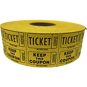 Ticket Guru-Raffle Tickets - (4 Rolls of 2000 Double Tickets) 8,000 Total 50/50 Raffle Tickets (4) Random Colors