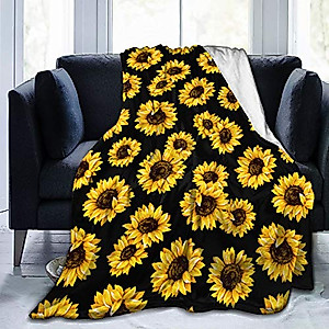 BLUBLU Sunflower Flannel Fleece Bed Blanket Throw Blanket Lightweight Cozy Plush Blanket for Bedroom Living Rooms Sofa Couch 50"x40"