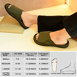 Honalika Cozy Men's Open Toe House Slippers Memory Foam,Comfy Slip On Indoor Slippers for Men Breathable, Non-Slip Soft Bedroom Home Slippers Lightweight 11-12