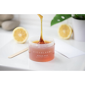 VidaSleek Sugar Wax Hair Remover for Men & Women - 100% Natural, Gentle & Washable Formula at Home Waxing - 10 Oz