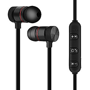 Yoidesu Wireless Headphones, Portable Wireless Bluetooth Headphones Magnetic Earbuds Sports Earphone Built-in Microphone for iPhone Android(Black)