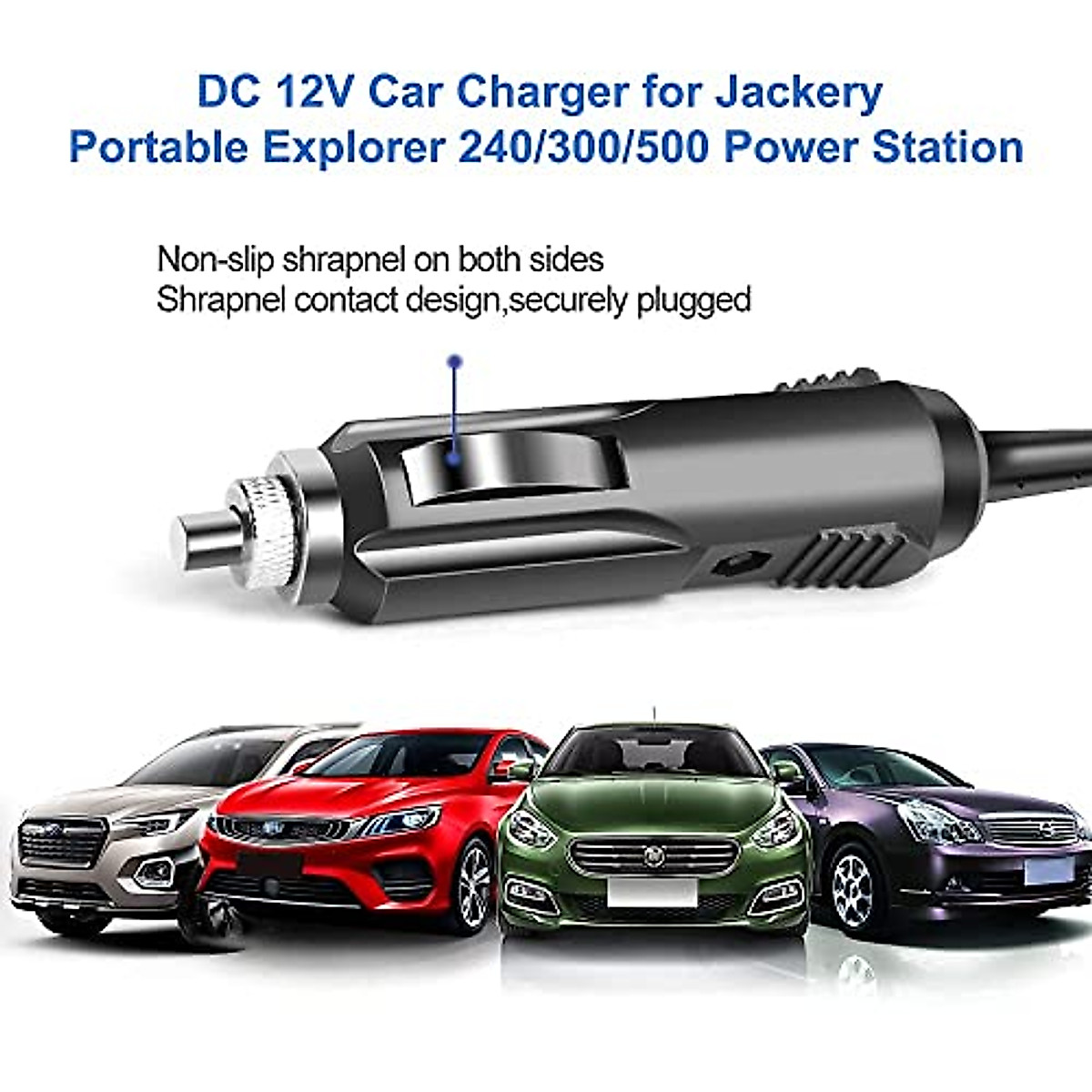 KFD Car Charger Cigarette Lighter DC Adapter for Jackery Portable Explorer 160/240/300/500/1000 Goal Zero Yeti/Anker/BLUETTI EB3A/EB70/EB70S/PAXCESS Rugged330/BALDR Power Station Power Supply Cord