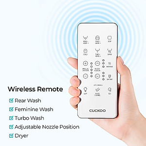 CUCKOO CBT-I1030RW |Remote Controlled Electric Bidet for Elongated Seats|Easy Installation, Instant Warm Water, Adjustable Water Pressure, Slotted, Direct Connection Water Supply, Powder coated, White