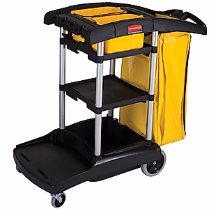 Rubbermaid Housekeeping FG9T7200BLA Service Cart with Two Caddies, Black