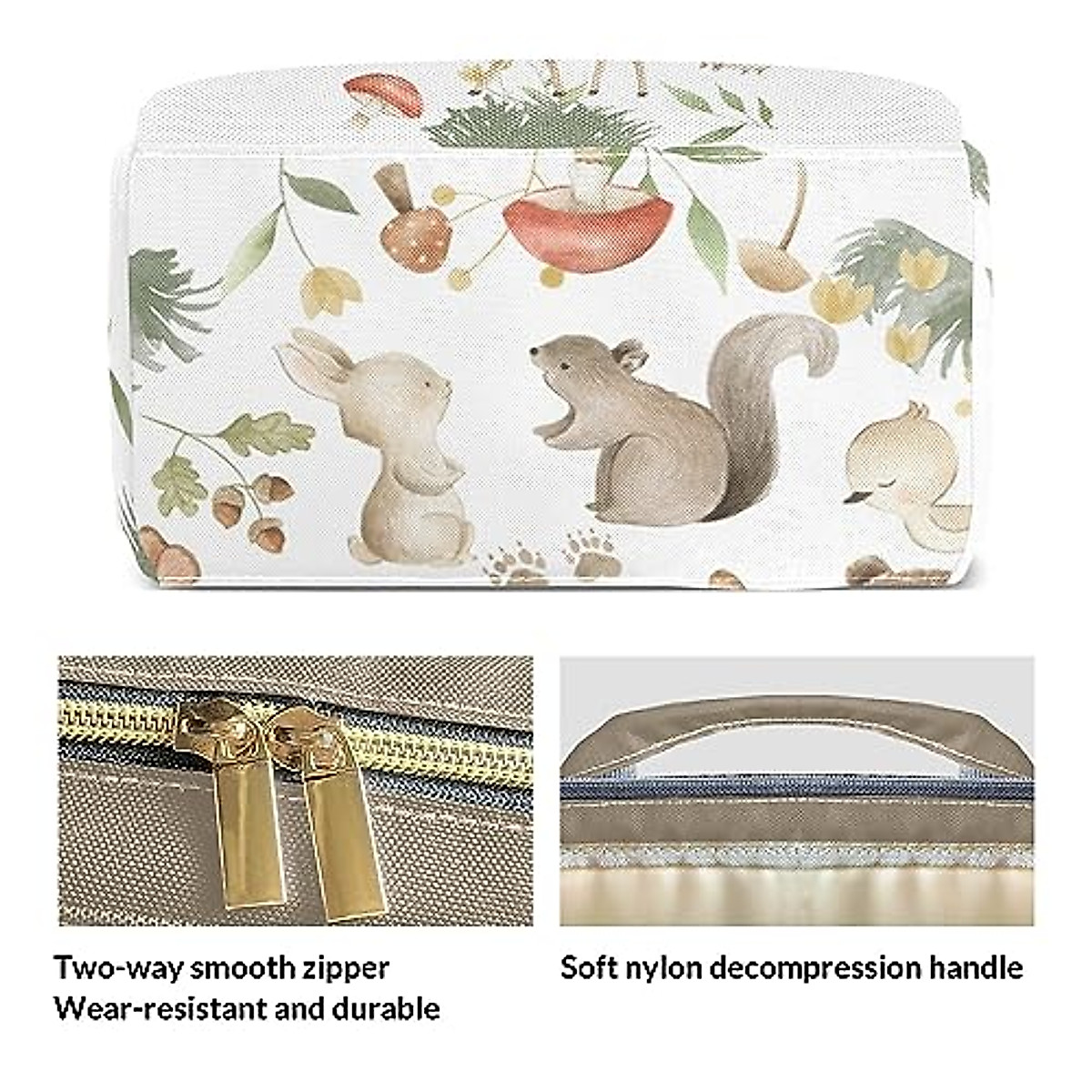 EasyeeUMe Woods Forest Animals Safari Bear Fox Deer Personalized Large Capacity Diaper Bags,Custom Name Backpack Casual Daypack Bag Nappy Bag Gifts