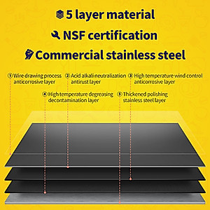 BIEAMA 17" x 15" Wall Mount Stainless Steel Sink, NSF Commercial Hand Basin, Strainer and Faucet Included for Home, Stores, Restaurants, Bars, etc