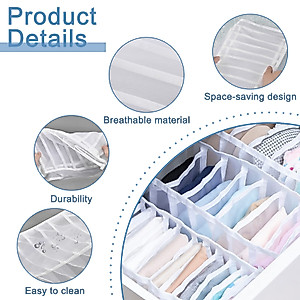 uxcell Jeans Organizer for Closet, 7 Grids/11Grids Wardrobe Clothes Organizer Storage Box for Jeans, Sweater, T-Shirt, Underwear, White
