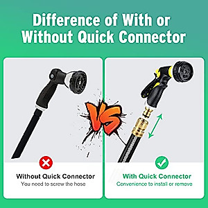 2 Sets Garden Hose Quick Connector, 3/4 Inch GHT Thread Fitting, Quick Connect and Disconnect Solid Brass Garden Hose Coupler No-Leak Faucet Female Quick Connector and Male Adapters