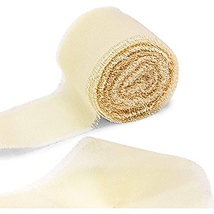 Chiffon Silk-Like Ribbons, 6-Yard Rolls for Weddings, Decorations and Gift Wrapping (Cream, 1.5 Inches Wide, 6 Rolls)