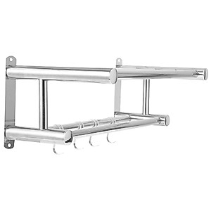 DOITOOL 3pcs Stainless Steel Towel Rack Kitchen Shelf Towel Holder with Hook Makeups Wall Towel Holder Bathtub Shelf Bathroom Shelf Organizer Shower Shelf Wall Hanging to Rotate Fold