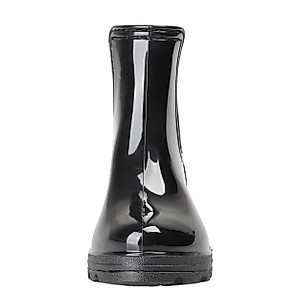 EYUSHIJIA Women's Short Rain Boots Waterproof Slip On Ankle Chelsea Booties (7 B(M), Black-A)