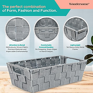Wondersome Storage Baskets Set - 9-Piece Home Organizer Bins - Woven Fabric Stackable Cube Containers - Closet, Laundry, Pantry, Kitchen, Bathroom, Nursery, Shelf, Dresser Organizing - US-Based Brand
