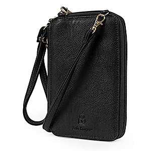Mundi Jacqui Vegan Leather RFID Womens Crossbody Cell Phone Purse Holder Wallet ((Black))