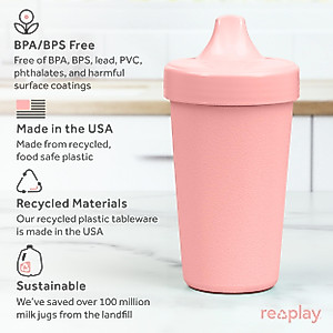Re-Play Made in USA 10 Oz. Sippy Cups for Toddlers, Pack of 6 - Reusable Spill Proof Cups for Kids, Dishwasher/Microwave Safe - Hard Spout Sippy Cups for Toddlers 3.13" x 6.25", Fairytale