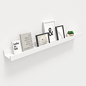 Ballucci Floating Wall Shelf, 35" Wall Mounted Long Picture Ledge Wood Shelf for Nursery, Living Room, Bedroom, Kitchen - White