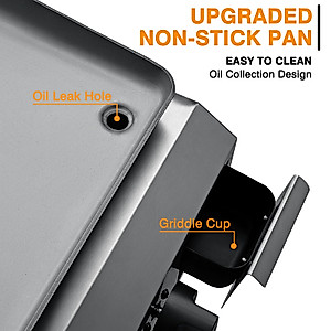 ADREAK 25.6 Inch 3 Burner BBQ Gas Grill Griddle, Stainless Steel Portable Detachable 30,000 BTU Table Top Propane Barbecue Grill for Camping or Tailgating (Upgraded Griddle)