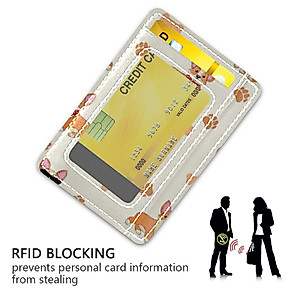 Linomo Thin leather Card Holder and Money Clip Corgi Dog Paws Print Wallet RFID Blocking for Men & Women