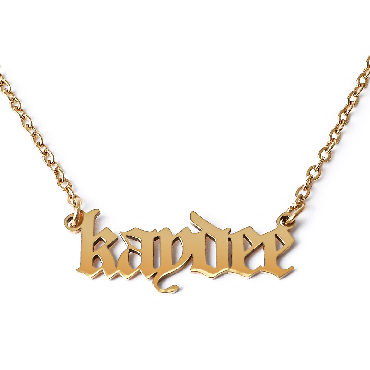 Sorority Shop Kappa Delta Necklace — KD Old English Font Design, 18K Gold Plated, Kappa Delta Gifts for Women