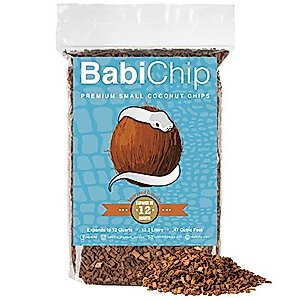 BabiChip Coconut Chip Substrate for Reptiles 12 Quart Loose Small Sized Coco Husk Chip Bedding for Ball Pythons, Other Snakes, Tortoises, Geckos, Frogs, or Lizard Terrarium Tanks