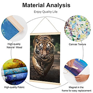 Tiger Magnetic Hanger Poster, 16x24 Inch King of The Forest Tiger Canvas Painting, Lightweight Wooden Magnet Frame for Poster, Prints, Photos, Maps, Oil Painting And Canvas Artwork