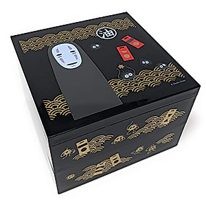 Studio Ghibli Jubako Japanese Traditional Bento Box - Spirited Away - Kaonashi (No Face) - Set of 27oz Japanese Lunch Box with Spoon/Chopsticks in a noise-free case (Konashi Jubako, Spoon)