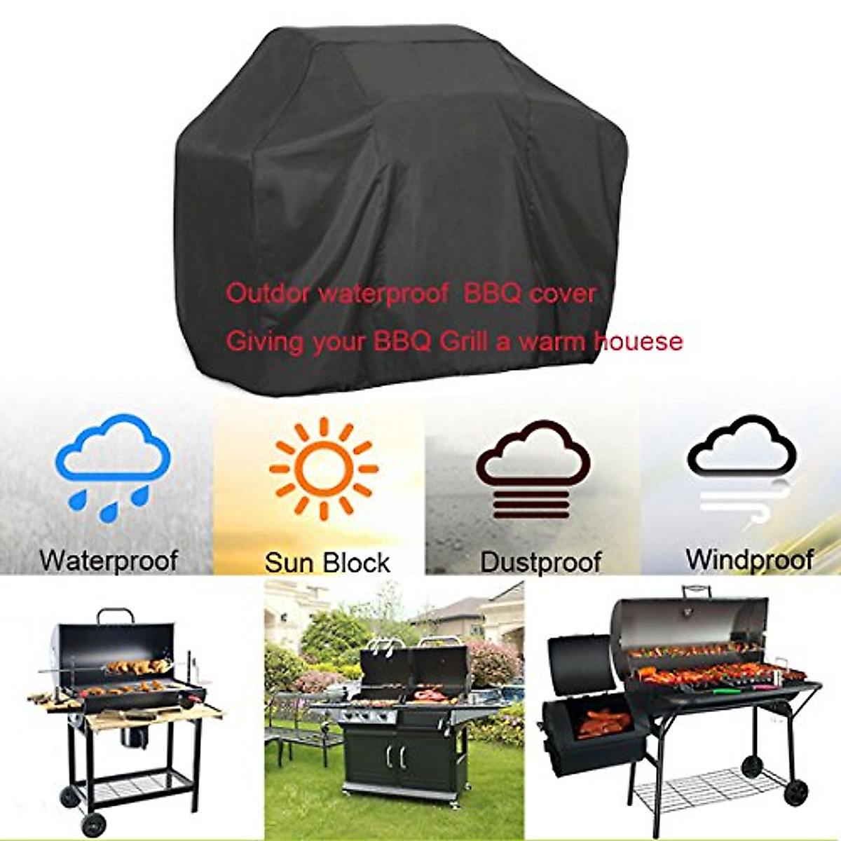 FLR Gas Grill Cover Large XL 66 inches Black Waterproof Outdoor Barbeque Grill Covers BBQ Gas Grill Cover Char Broil Patio Bistro