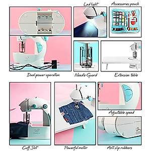 Mini Sewing Machine for Beginners Adult, 48-Piece Portable Sewing Machine, Dual Speed Small Sewing Machine, Adults and Kids Sewing Machine, Travel Beginner Sewing Machines with Sewing Kit and Book