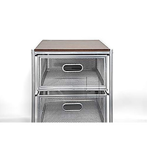 Real Home Innovations, 3-Drawer Stackable Mesh Organizer, Silver & Espresso