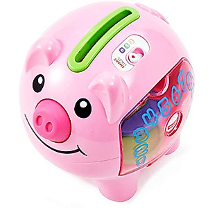 Fisher-Price Laugh & Learn Baby Learning Toy Smart Stages Piggy Bank With Music & Phrases For Infant To Toddler Ages 6+ Months