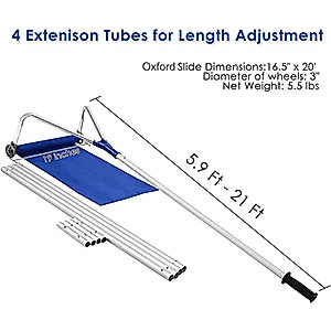Goplus Snow Roof Rake, 21 FT Adjustable Aluminum Roof Snow Removal Tool with Wheels & Oxford Slide, Extendable Anti-Slip Handle, Lightweight Shovel Scratch Free for Wet Leaves Debris Vehicle