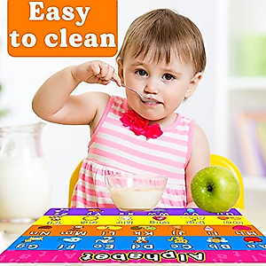 Educational Preschool Placemats for Kids Set of 6 Reusable Plastic Toddler Placemat Non Slip Washable Children Montessori Eat Table Mat for Nursery Homeschool Kindergarten Classroom Dining Table