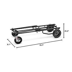 Rock-N-Roller R12STEALTH (All Terrain Stealth) 8-in-1 Folding Multi-Cart/Hand Truck/Dolly/Platform Cart/34" to 52" Telescoping Frame/500 lbs. Load Capacity, Black
