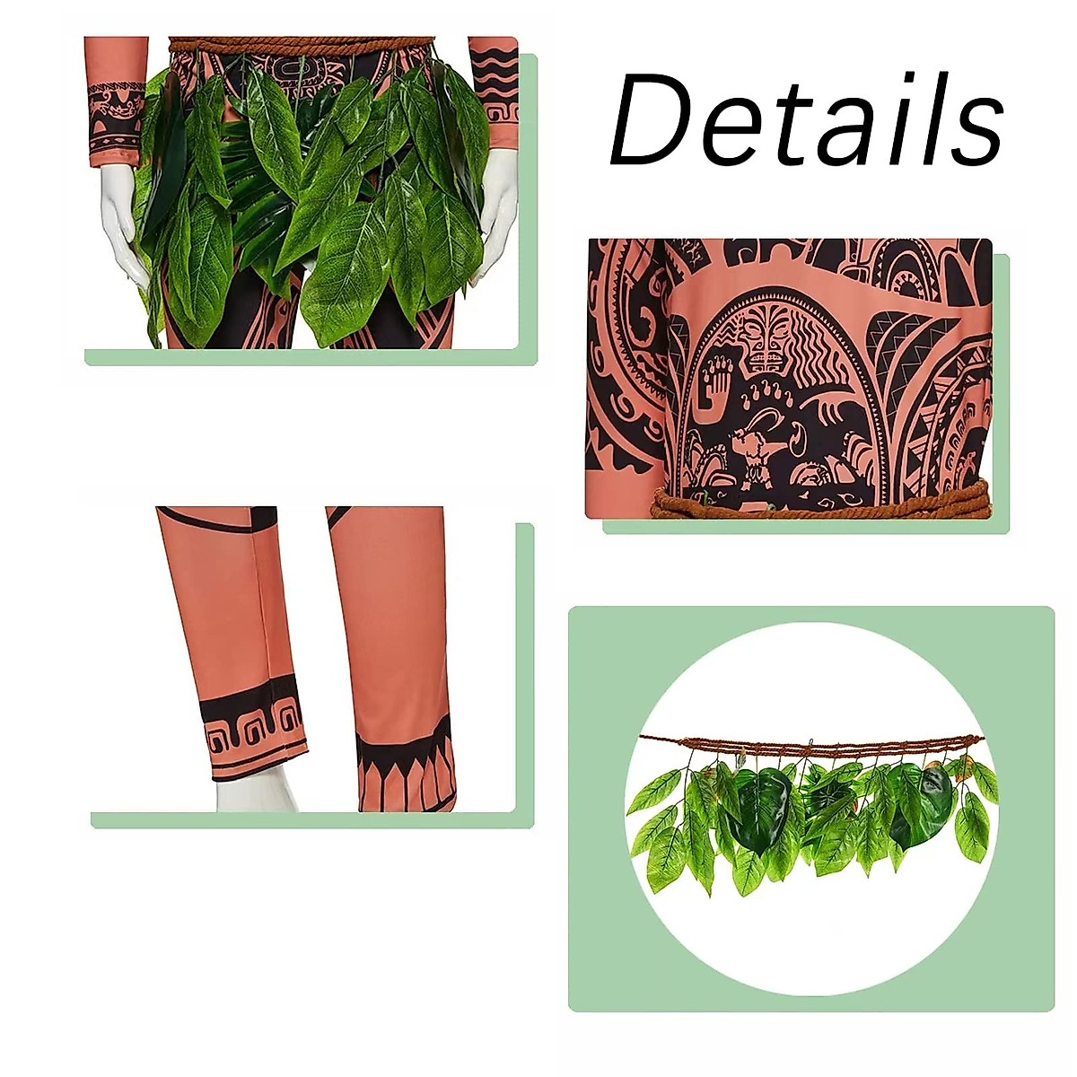 Oispvpes Maui Tattoo Costume Halloween Cosplay Jumpsuit Adult Mens outfit Women dress up 2XL