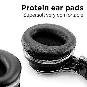 Qisebin E7 Active Noise Cancelling Headphones, Wireless Over Ear Bluetooth Headphones with Microphone, Deep Bass Wireless Headphones 30H Playtime, Comfortable Protein Earpads, Black