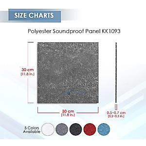 Arrowzoom GRAY Single Side-20 Pieces Polyester Foam Panels Acoustic Insulation Soundproofing 12 x 12in NRC 0.9 High Density Beveled Edge Recording Studio Podcast Sound Absorbing Tiles Man Cave 1184